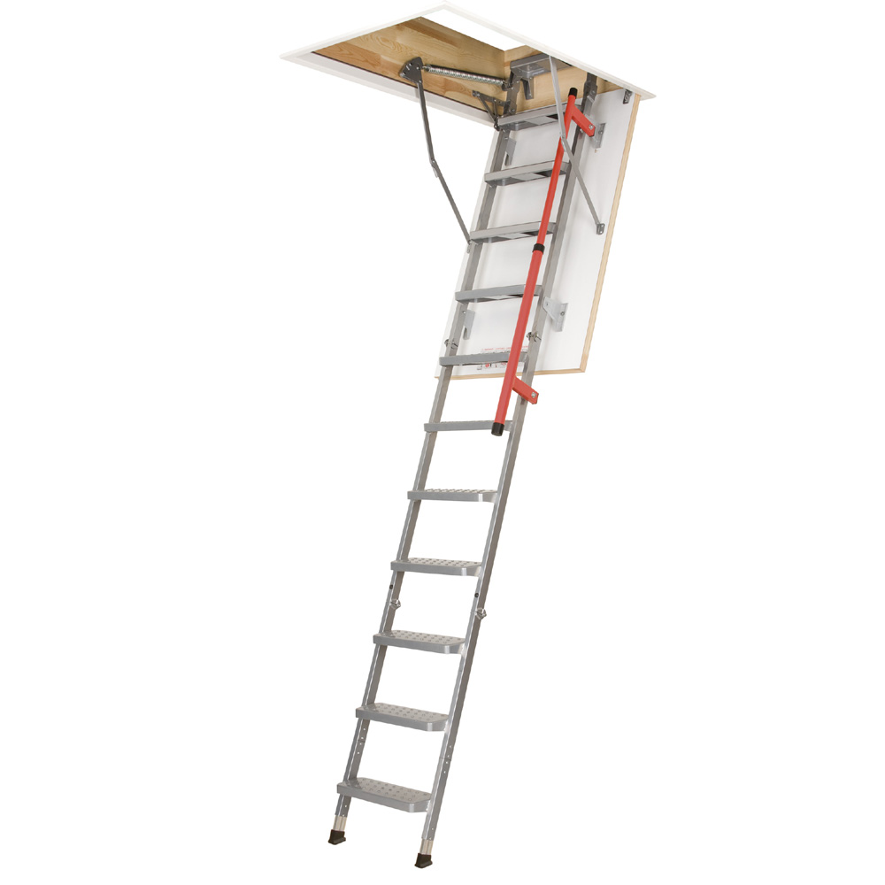 3 Section Steel Folding Loft Ladder (White Hatch) LML Lux